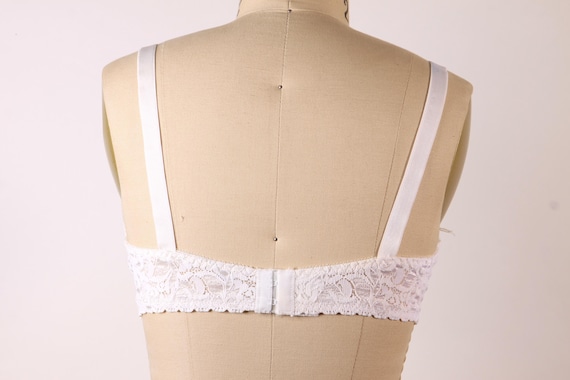 1970s 1980s White Sheer Floral Lace Bow Detail Bra by… - Gem