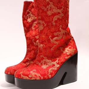 Red Gold Dragon Boots - Etsy