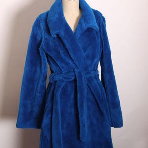 1970s Blue Fuzzy Faux Fur Look Long Sleeve Full Length Robe -M-L - Etsy