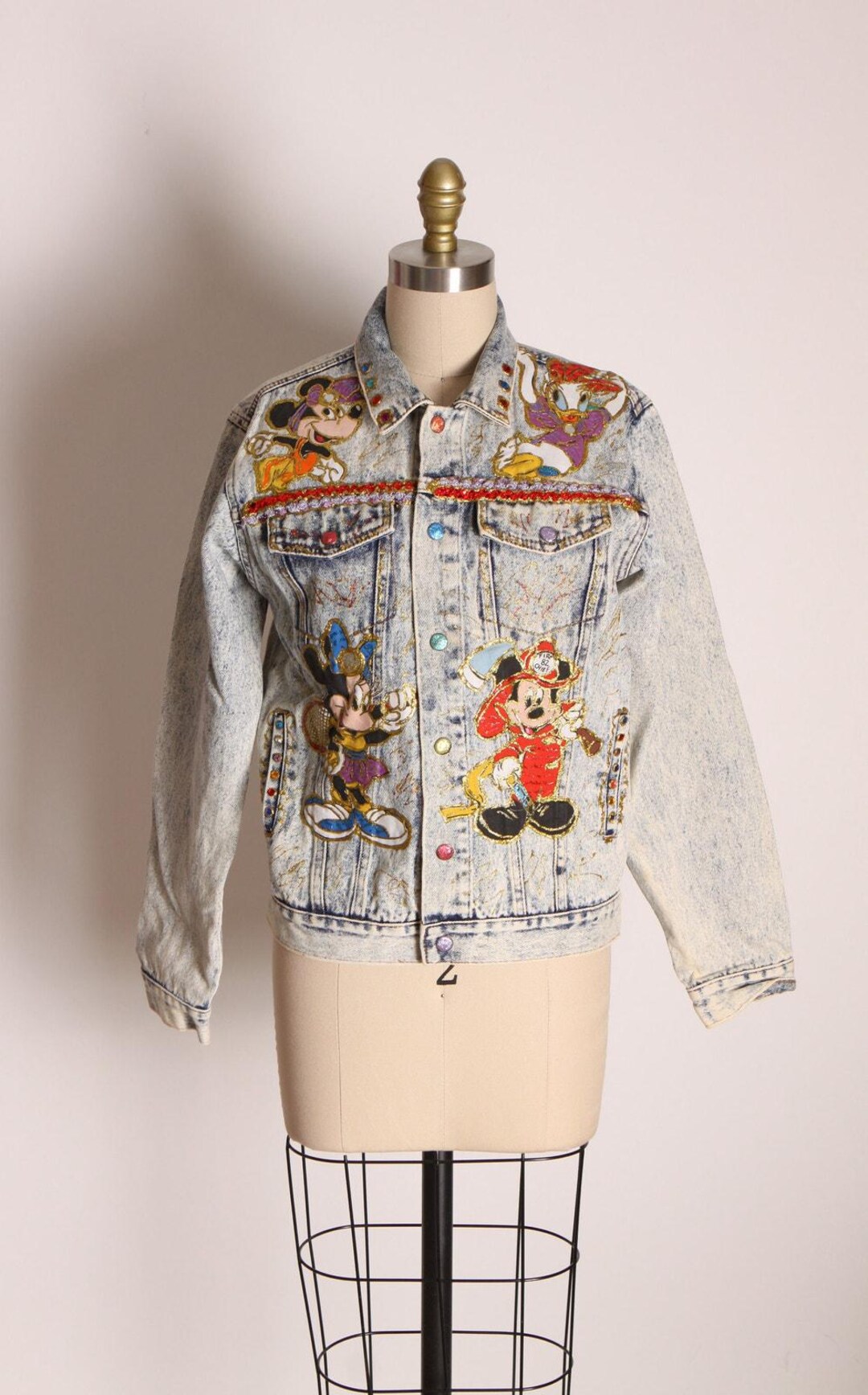 1980s 1990s Acid Wash Novelty Mickey Mouse, Minnie Mouse and Daisy Duck ...