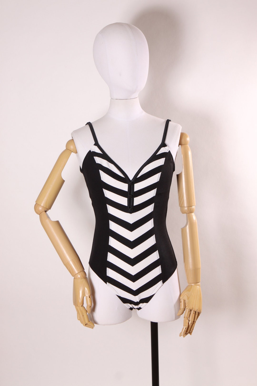 1980s Does 1950s Black and White Striped Barbie Style One Piece ...