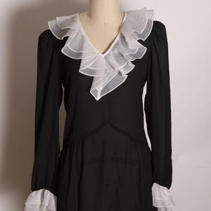 1970s Semi Sheer Wednesday Addams Dress - Black Ruffle Trim, M - Etsy