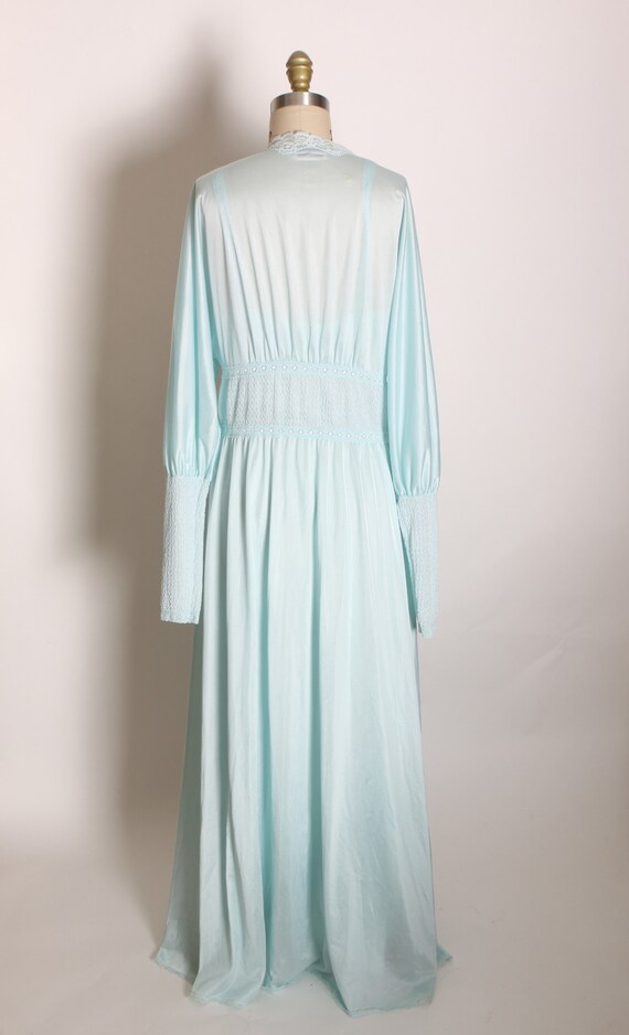 1980s Pale Ice Blue Wide Strap Full Length Night Gown… - Gem