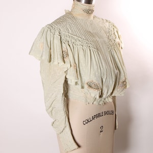 Antique 1800s Victorian Pale Blue, Cream and Black Long Sleeve Ruffle ...