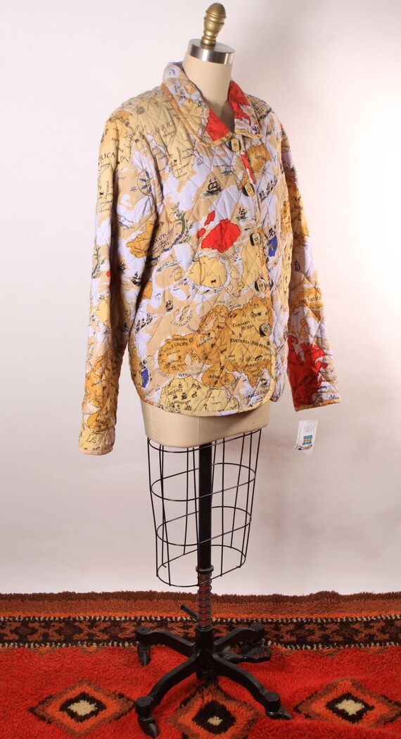 1980s 1990s Multi-Colored Novelty World Map Long Slee… - Gem