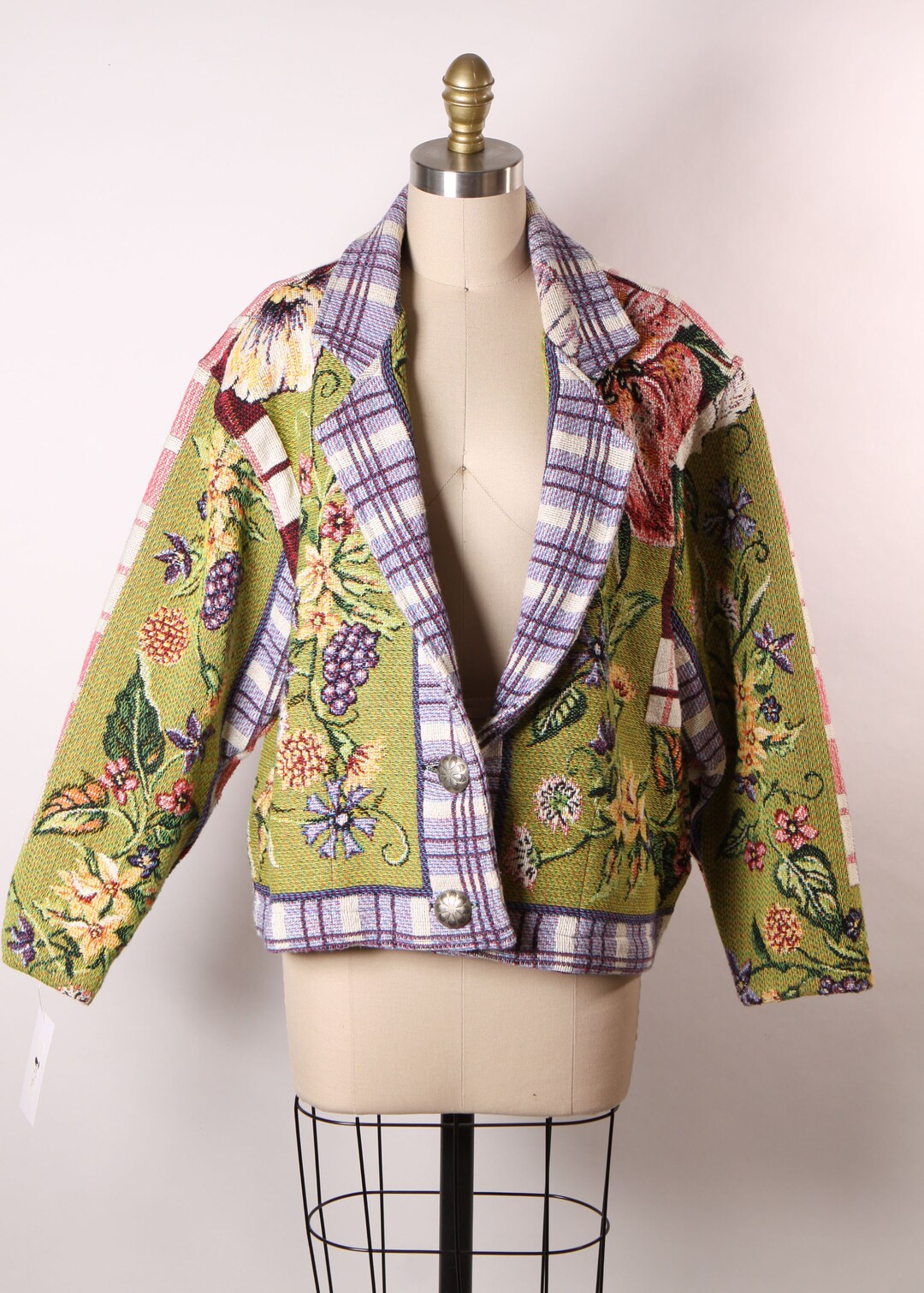 1980s 1990s Novelty Tapestry Blanket Floral Sunflower Jacket by Painted ...