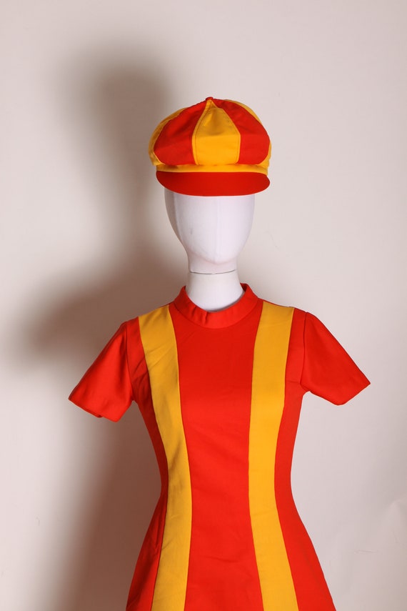 1960s Ketchup Red and Mustard Yellow Striped Mod Burg… - Gem