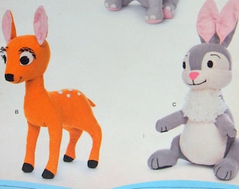 Simplicity 8542 Vintage Dumbo Bambi Thumper Disney Stuffed Animals ...