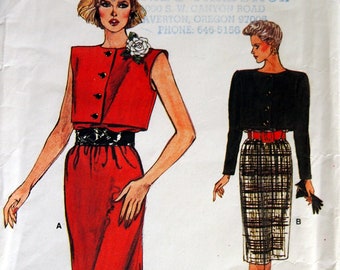 Rare Vintage Vogue Sewing Pattern, Very Easy Vogue 9247 1985 Misses ...