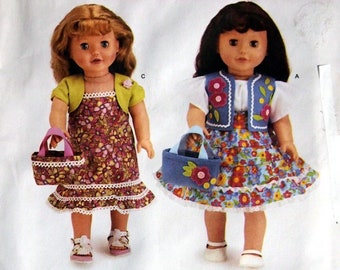 15-inch Doll, Clothes and 6-1/2-inch Cat or Bear Simplicity 2809 Uncut ...