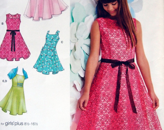 Girls'/girls' Plus Dress in Two Lengths and Knit Shrug Size 8, 10, 12, 14, 16 Simplicity 1213 ...