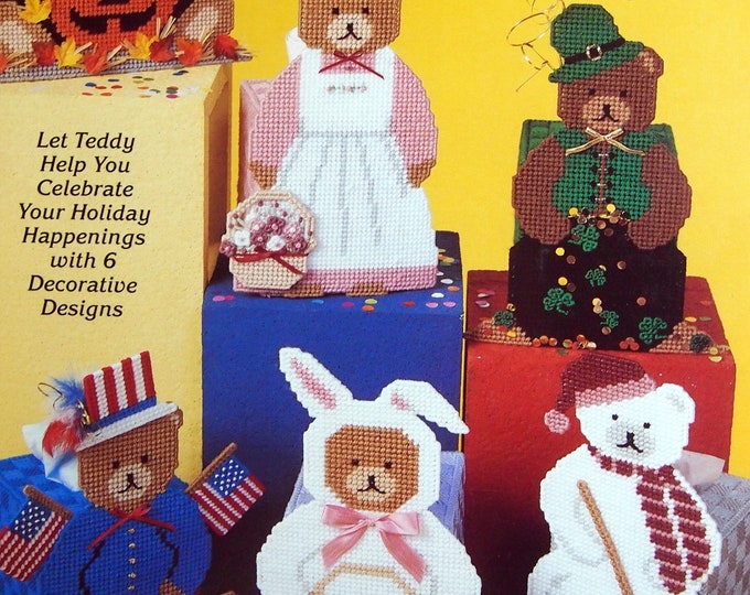 Teddy Bear Tissues - 6 Designs by Nancy Dorman Vintage Plastic Canvas ...