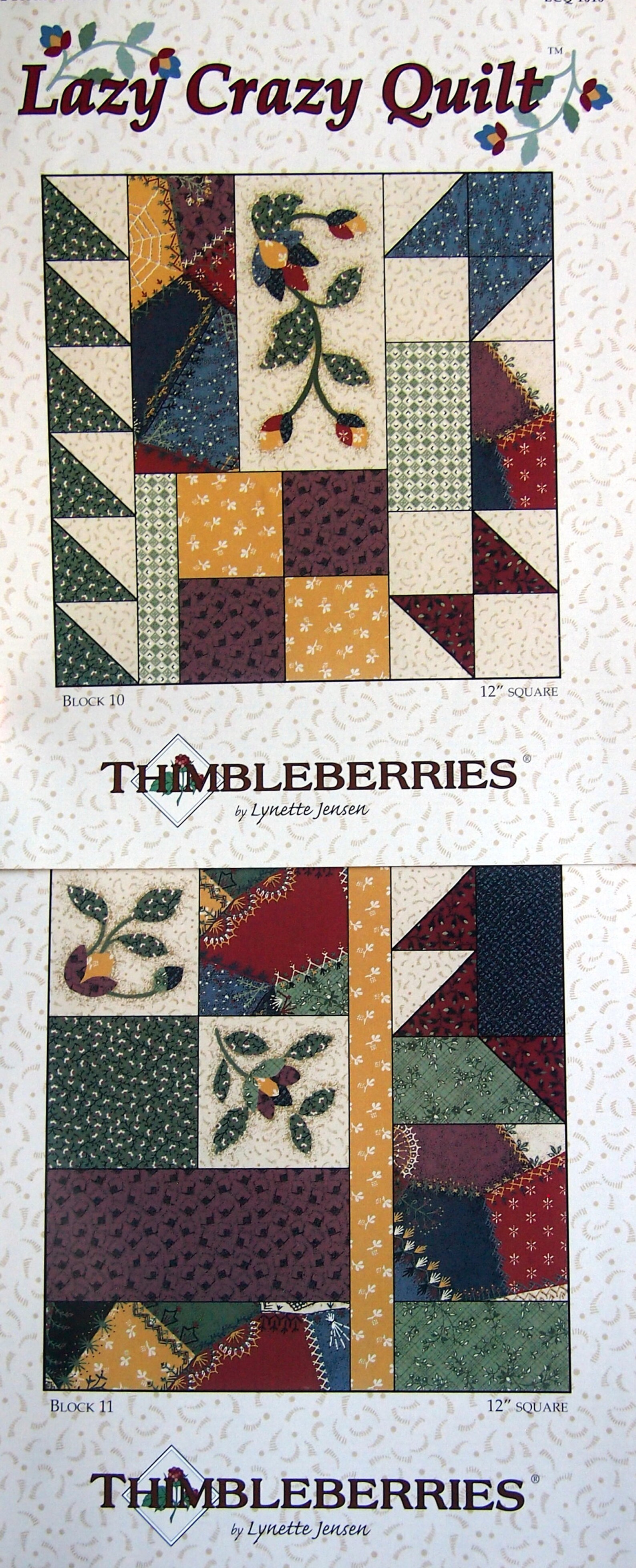 Lazy Crazy Quilt A 12 Block Pattern Series Complete Set of | Etsy