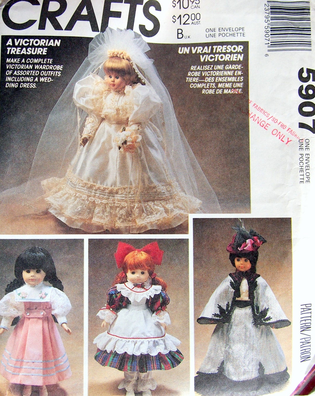 Victorian Doll Clothes Mccall's Crafts 5907 Vintage Uncut Sewing ...