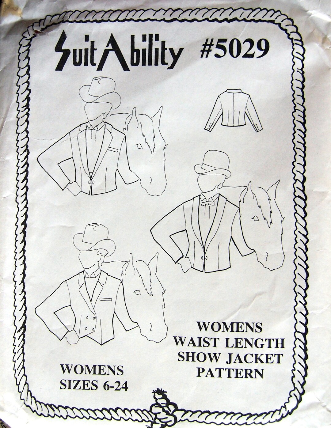 Womens Waist Length Show Jacket Pattern Size 6 to 24 Suitability Equestrian Patterns 5029 ...