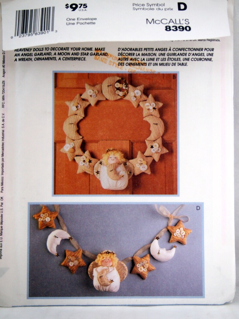 Angel Christmas Mccall's Crafts 8390 Vintage Uncut Sewing Pattern 1996 ...