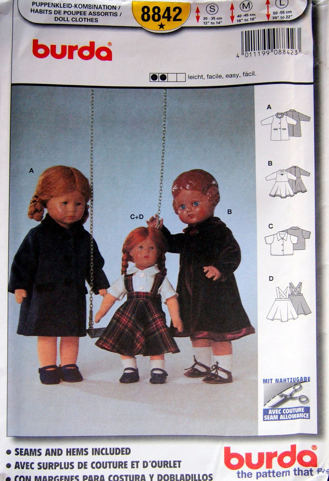 Doll Clothes Burda 8842 Uncut Sewing Pattern Undated - Etsy