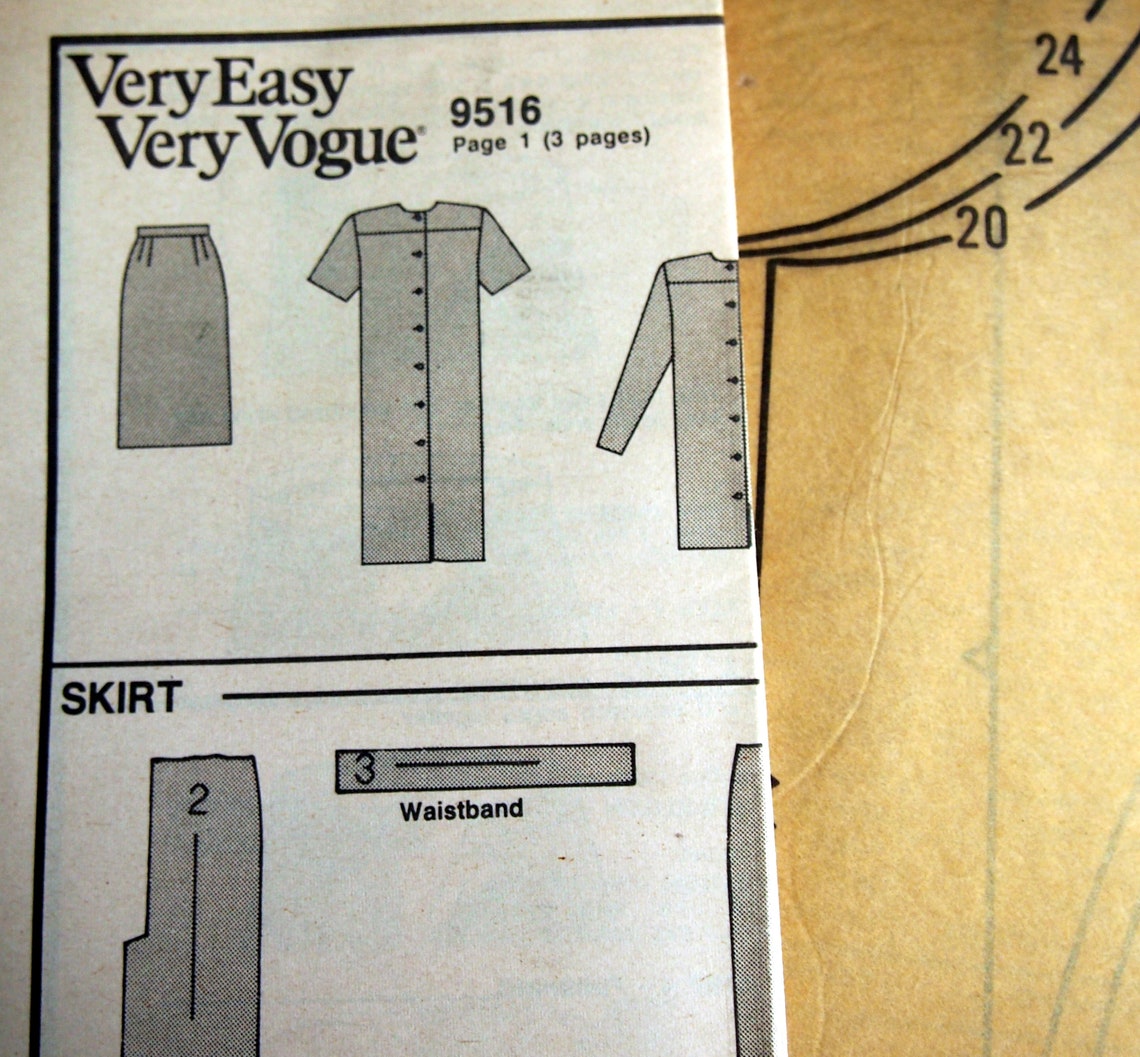 Misses' Dress, Tunic & Skirt Size 20, 22, 24 Very Easy Vogue 9516 ...