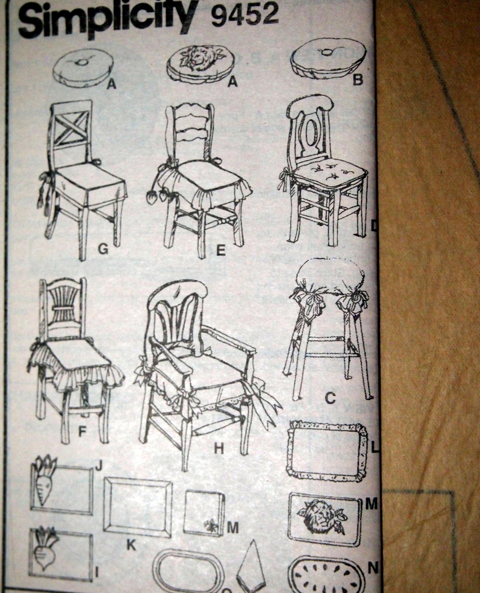 Chair Pads And Place Mats Simplicity Crafts 9452 Vintage Uncut | Etsy