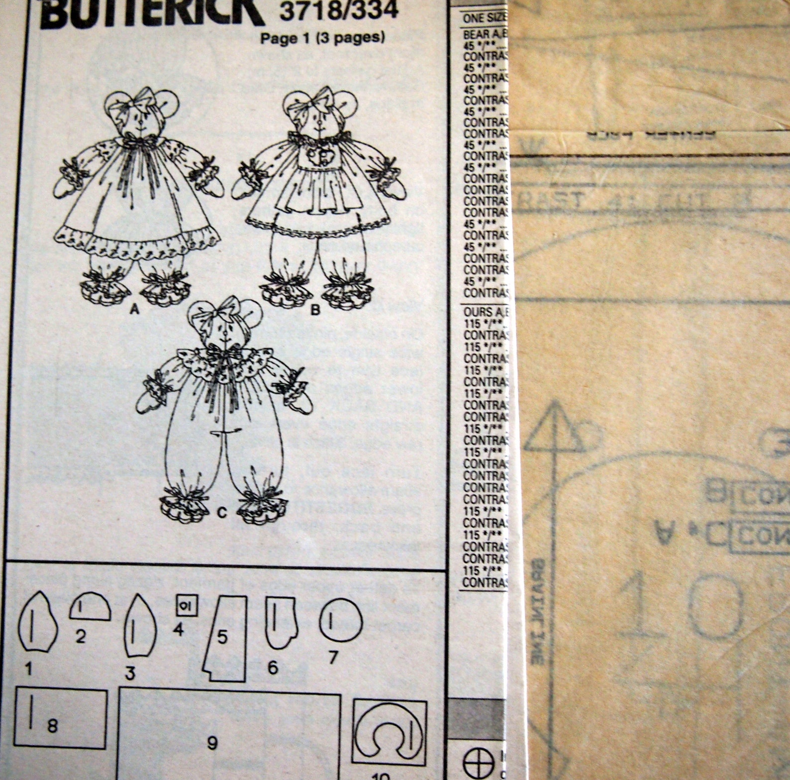 Pammy Bears Butterick 3718 Vintage Uncut Sewing Pattern 1994 - Etsy