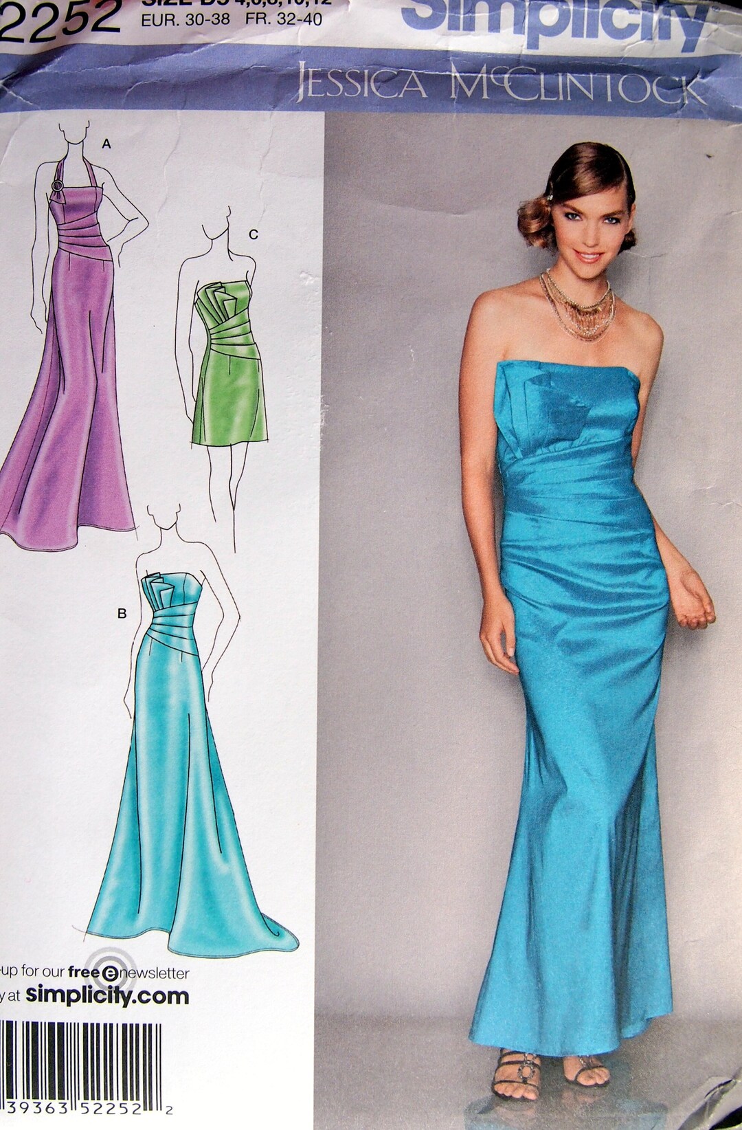 Misses' Evening Dress in Two Lengths Size 4 to 12 Simplicity Jessica ...