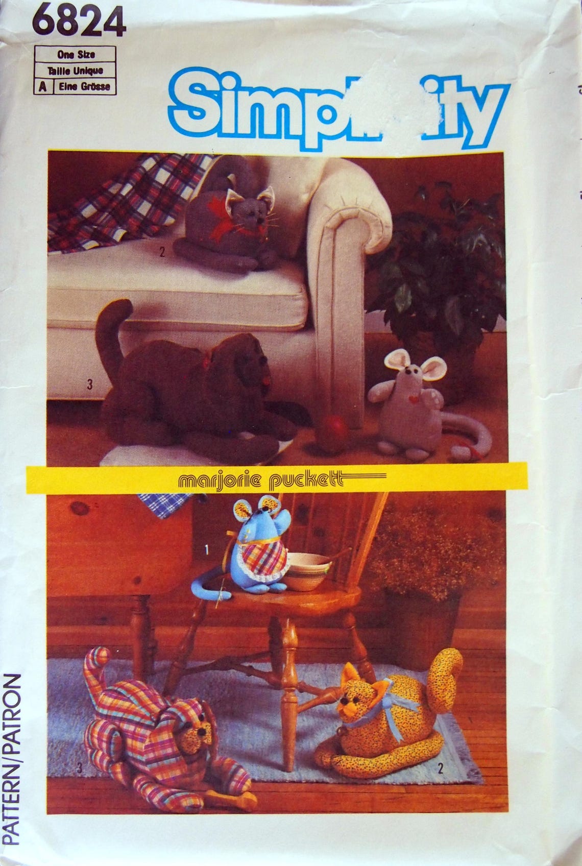 Soft Sculptured Animals - Marjorie Puckett Simplicity 6824 Vintage ...