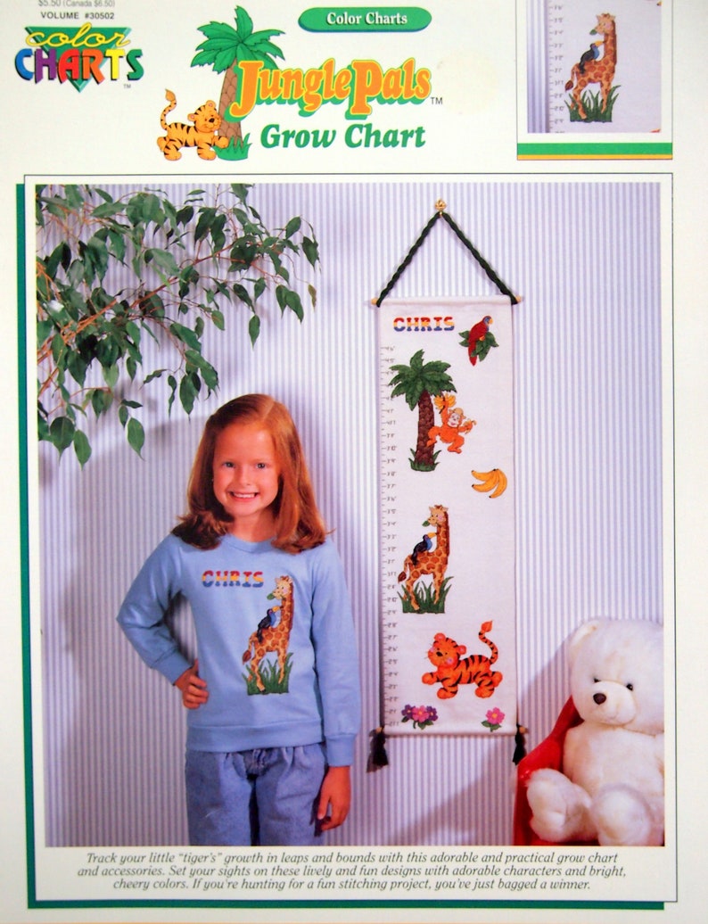 Jungle Pals Grow Chart by Color Charts Vintage Cross Stitch - Etsy