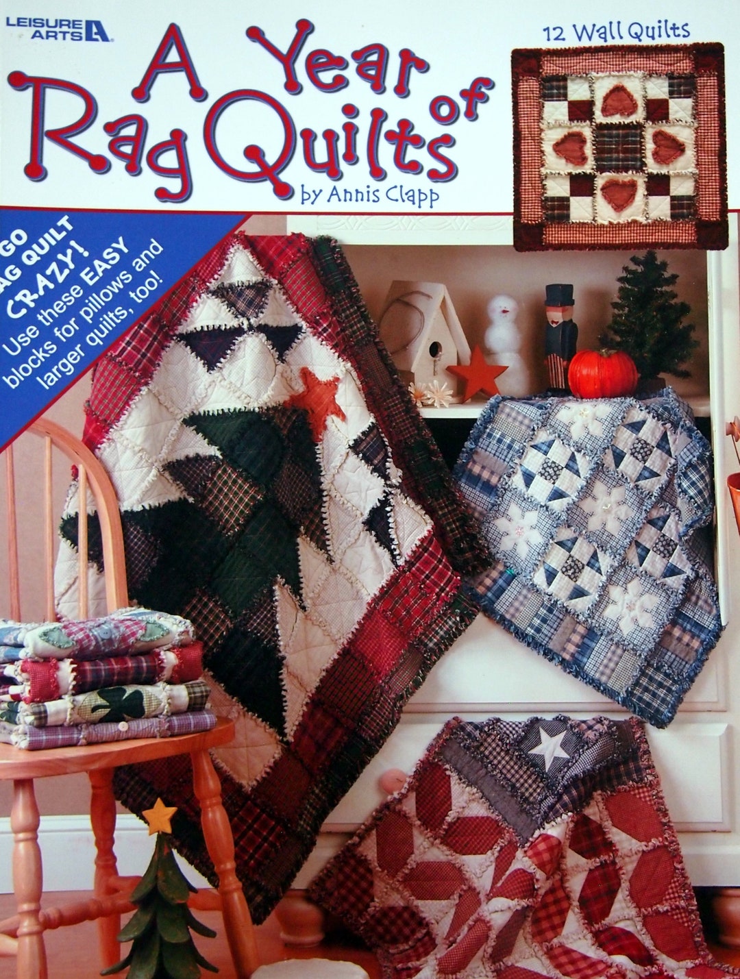 A Year of Rag Quilts by Annis Clapp Paperback Rag Vintage Quilt Pattern ...