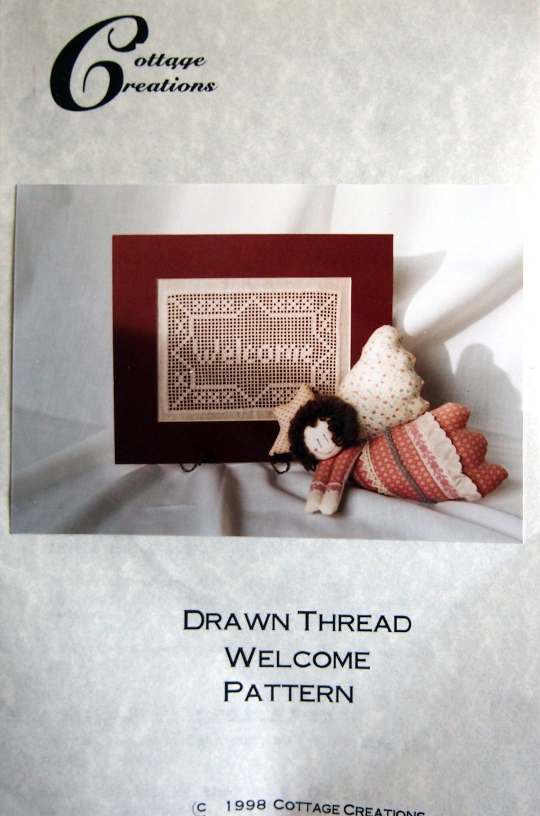 Drawn Thread Welcome Pattern by Cottage Creations Vintage Drawn Thread ...