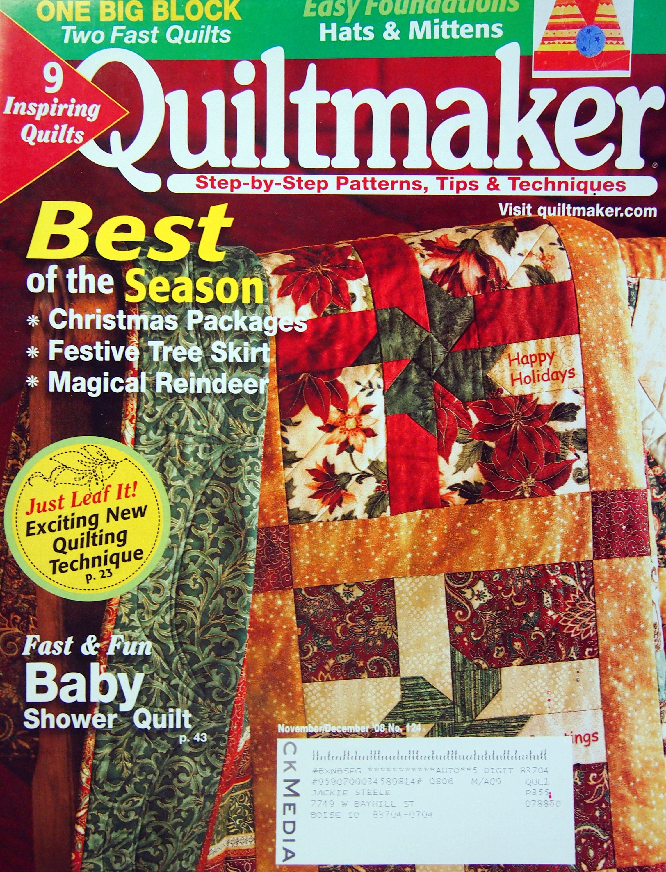 Quiltmaker Step-by-step Patterns, Tips & Techniques Quilt Pattern ...