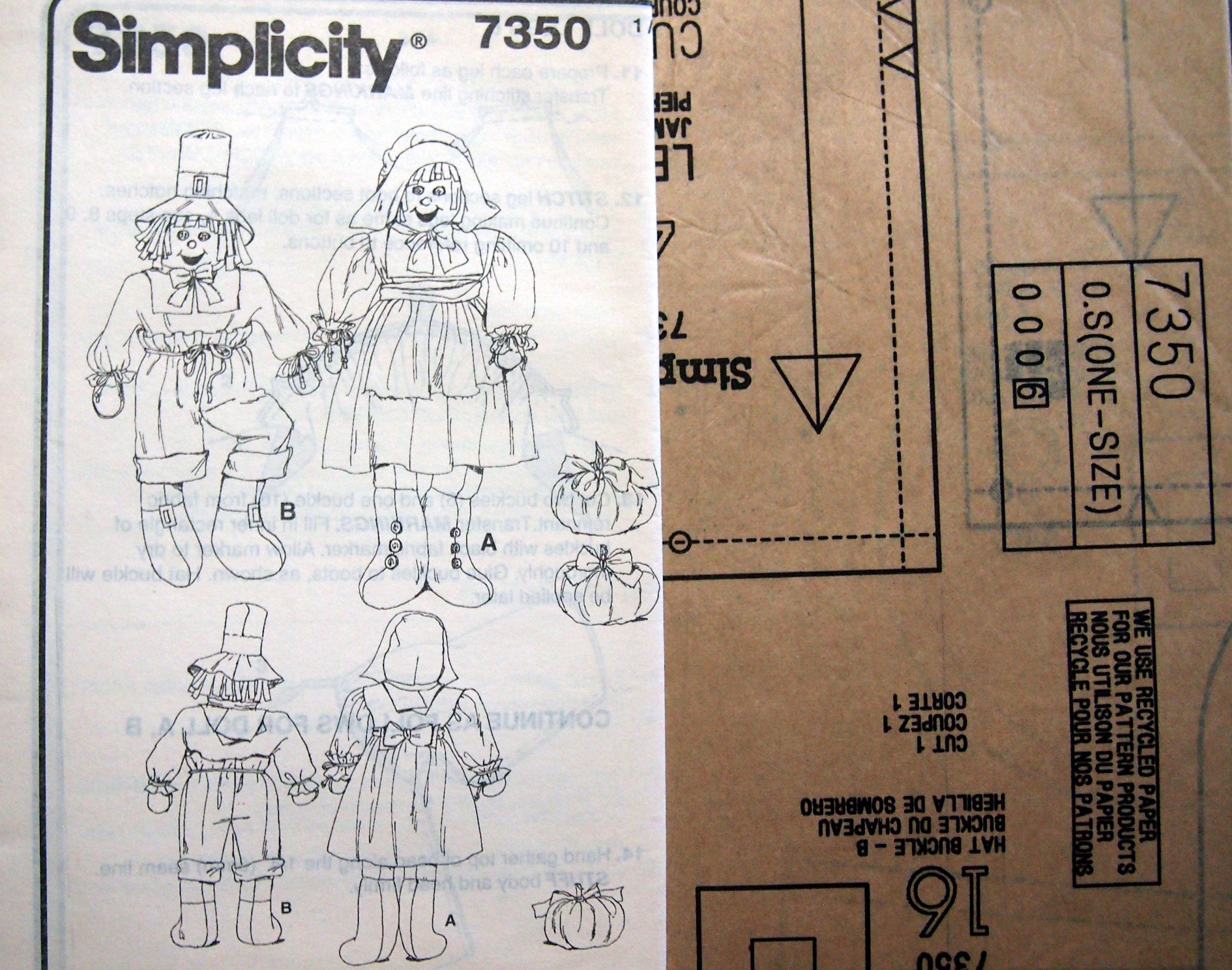 28 Inch Dolls Clothes And 6-1/2 Inch Pumpkin Simplicity | Etsy