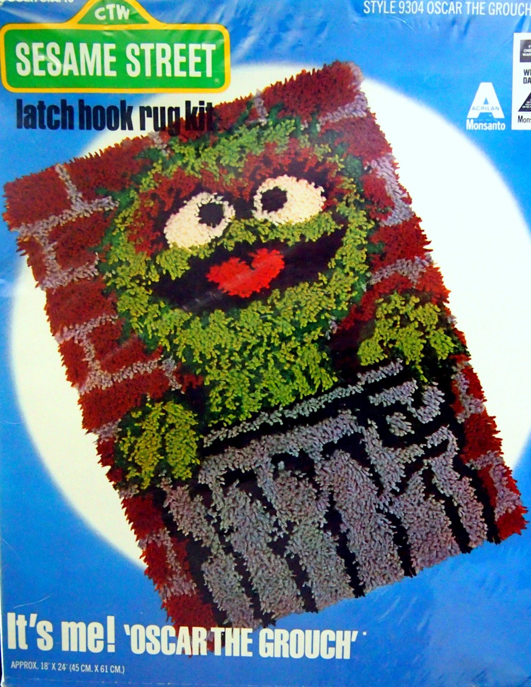 Oscar the Grouch Sesame Street by Vogart Crafts Vintage Unopened Latch ...