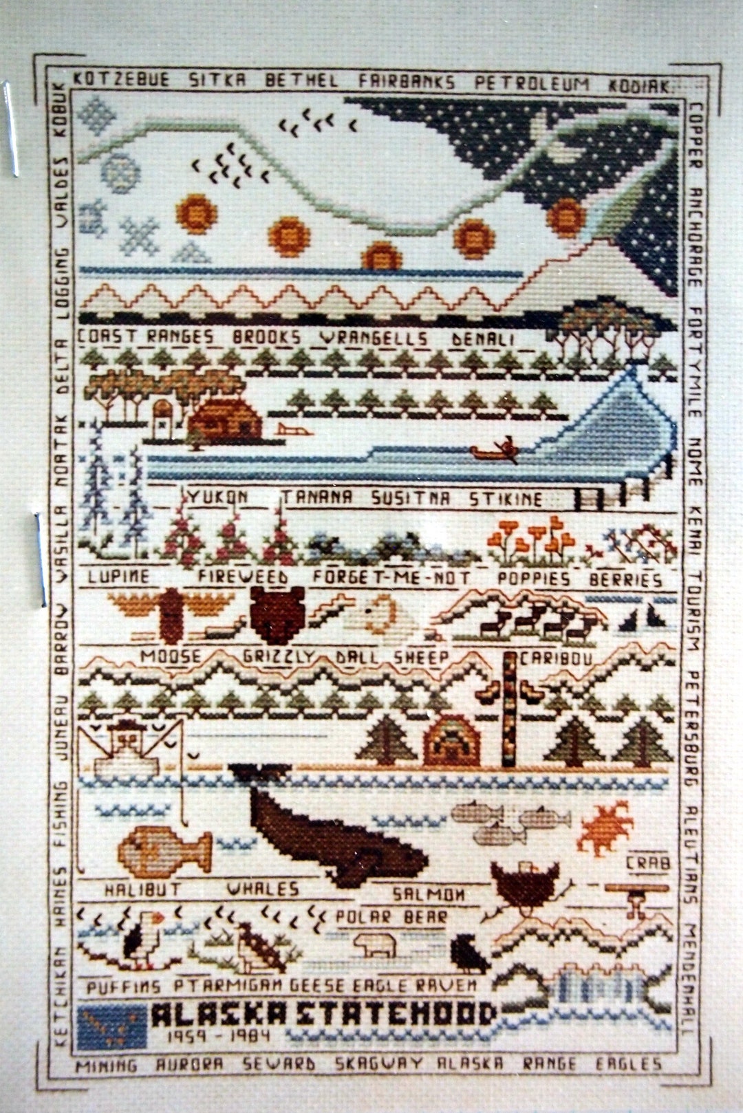 Alaska Silver Anniversary Sampler by Meredith Mark Vintage Counted ...