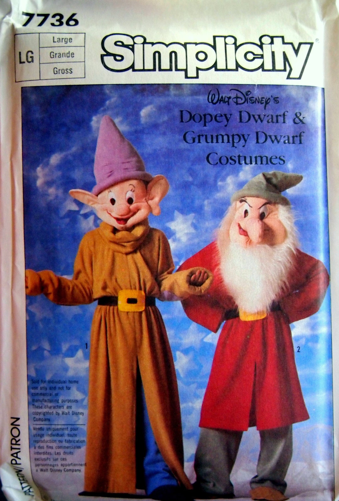 Adults Grumpy Dwarf And Dopey Dwarf Costumes Size Large Etsy