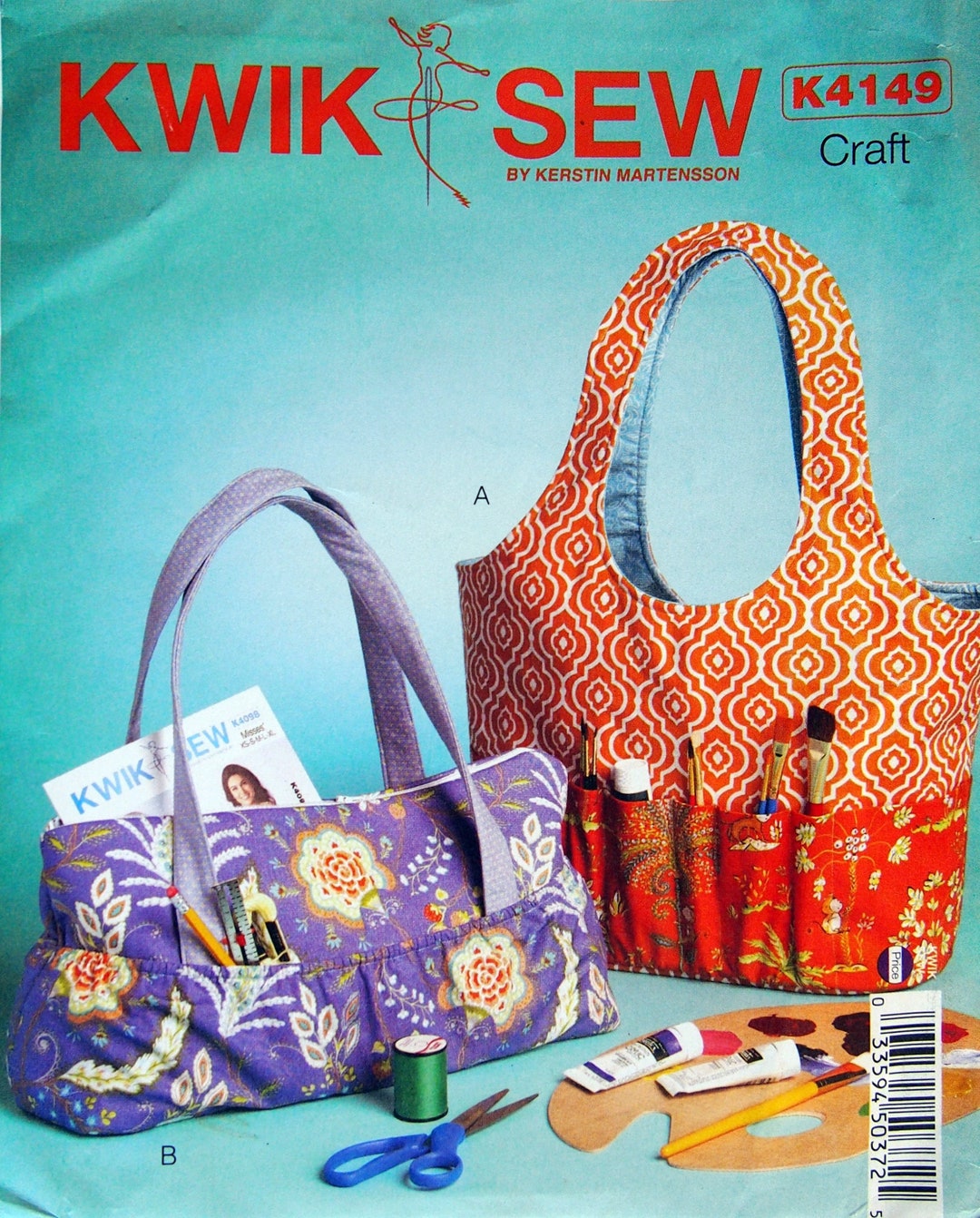 Hobby Tote and Bag Kwik Sew K4149 Uncut Sewing Pattern 2015 - Etsy