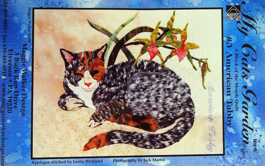American Tabby #3 - My Cats Garden - A Block of the Month Quilt by ...
