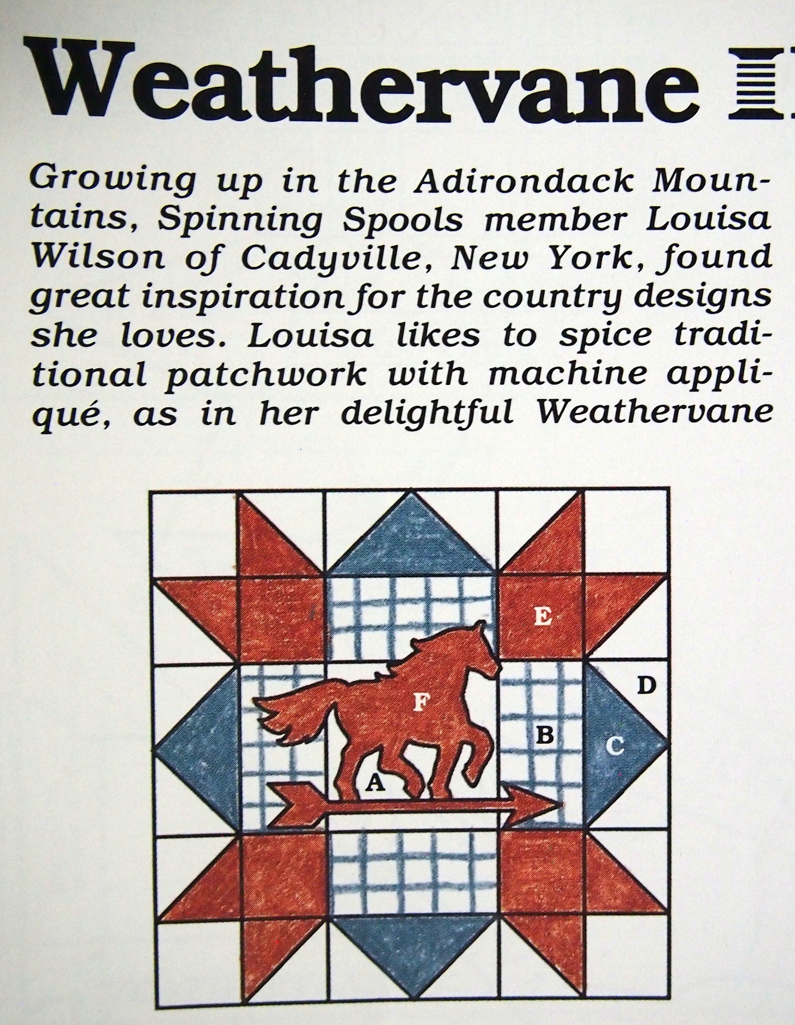 Weathervane with Template by Spinning Spools Vintage Quilt - Etsy