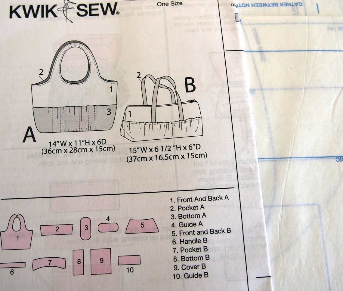 Hobby Tote and Bag Kwik Sew K4149 Uncut Sewing Pattern 2015 - Etsy