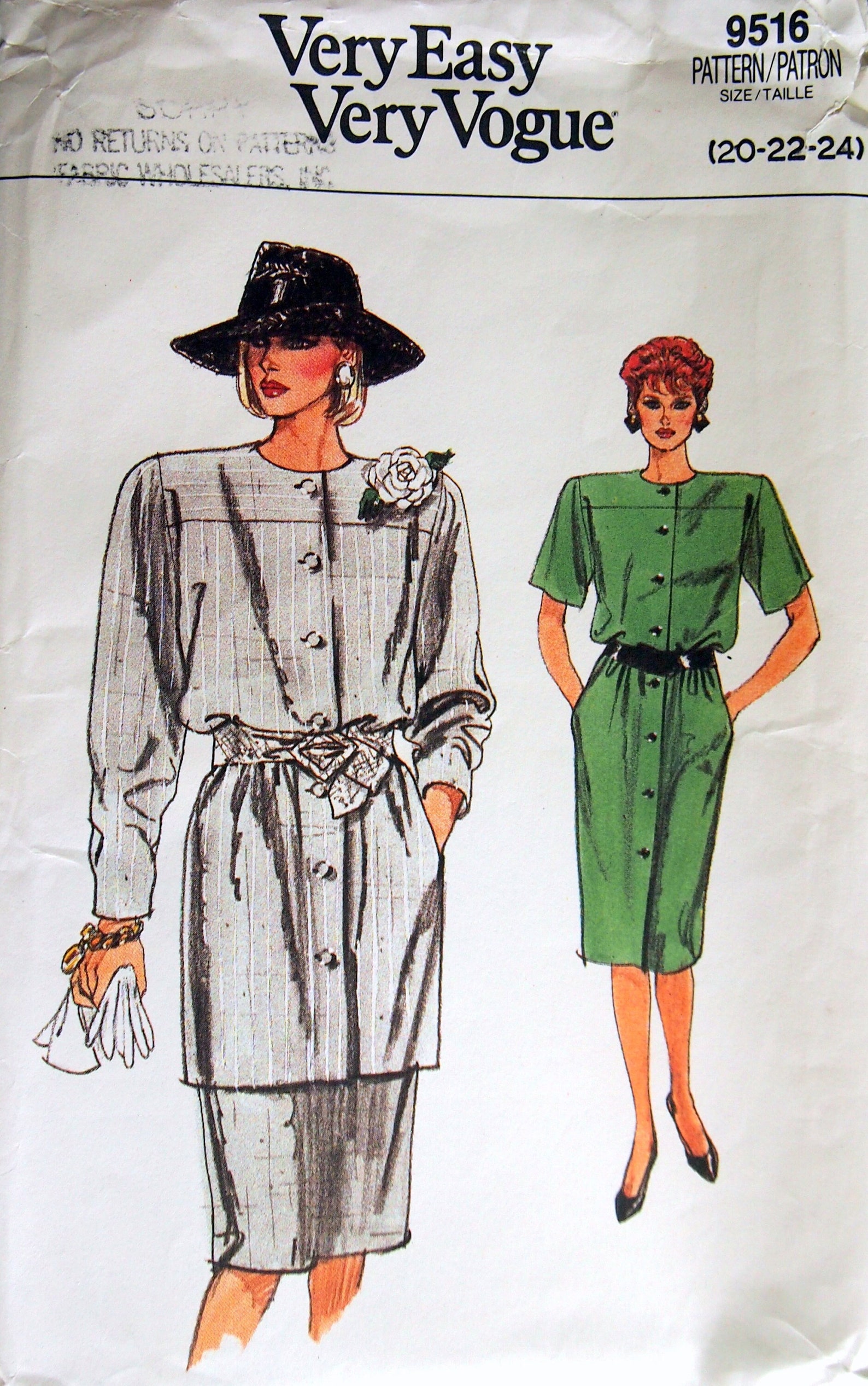 Misses' Dress, Tunic & Skirt Size 20, 22, 24 Very Easy Vogue 9516 ...