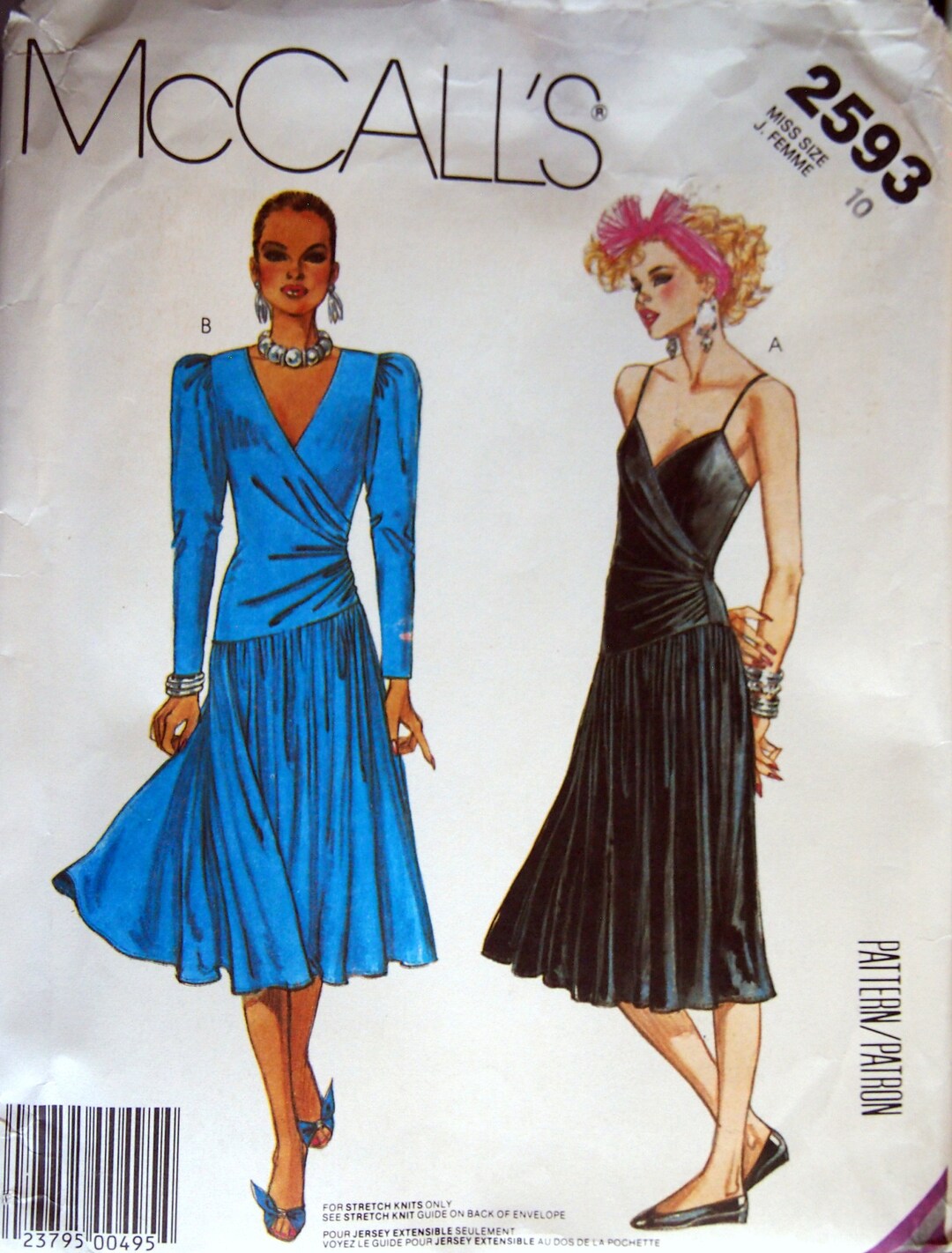 Misses' Dress for Stretch Knits Only Size 10 Mccall's 2593 Vintage ...