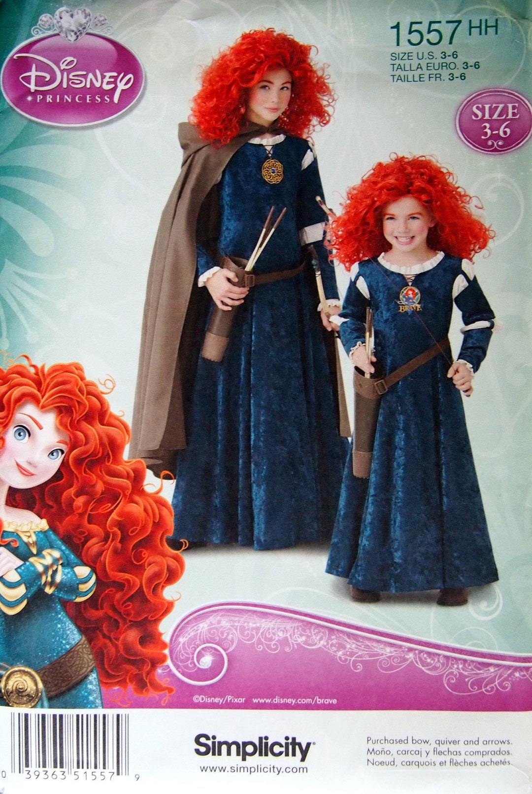 Child's and Girls' Merida Costume Size 3, 4, 5, 6 Simplicity 1557 Uncut ...