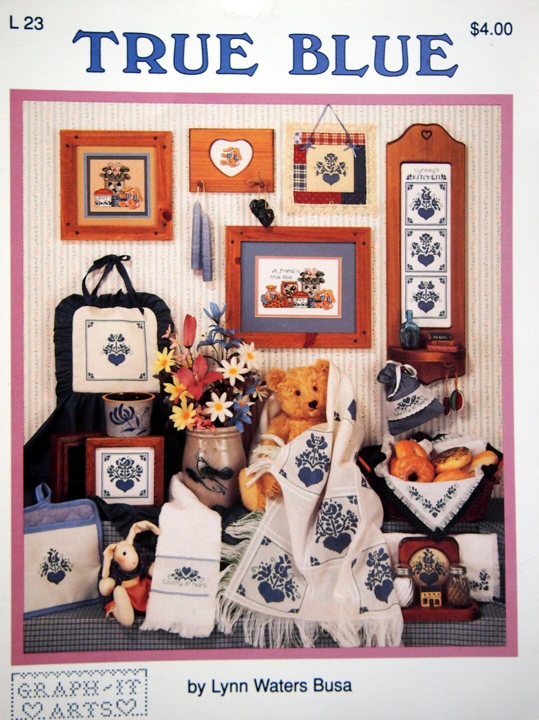 True Blue by Lynn Waters Busa Vintage Cross Stitch Pattern Leaflet 1989 ...