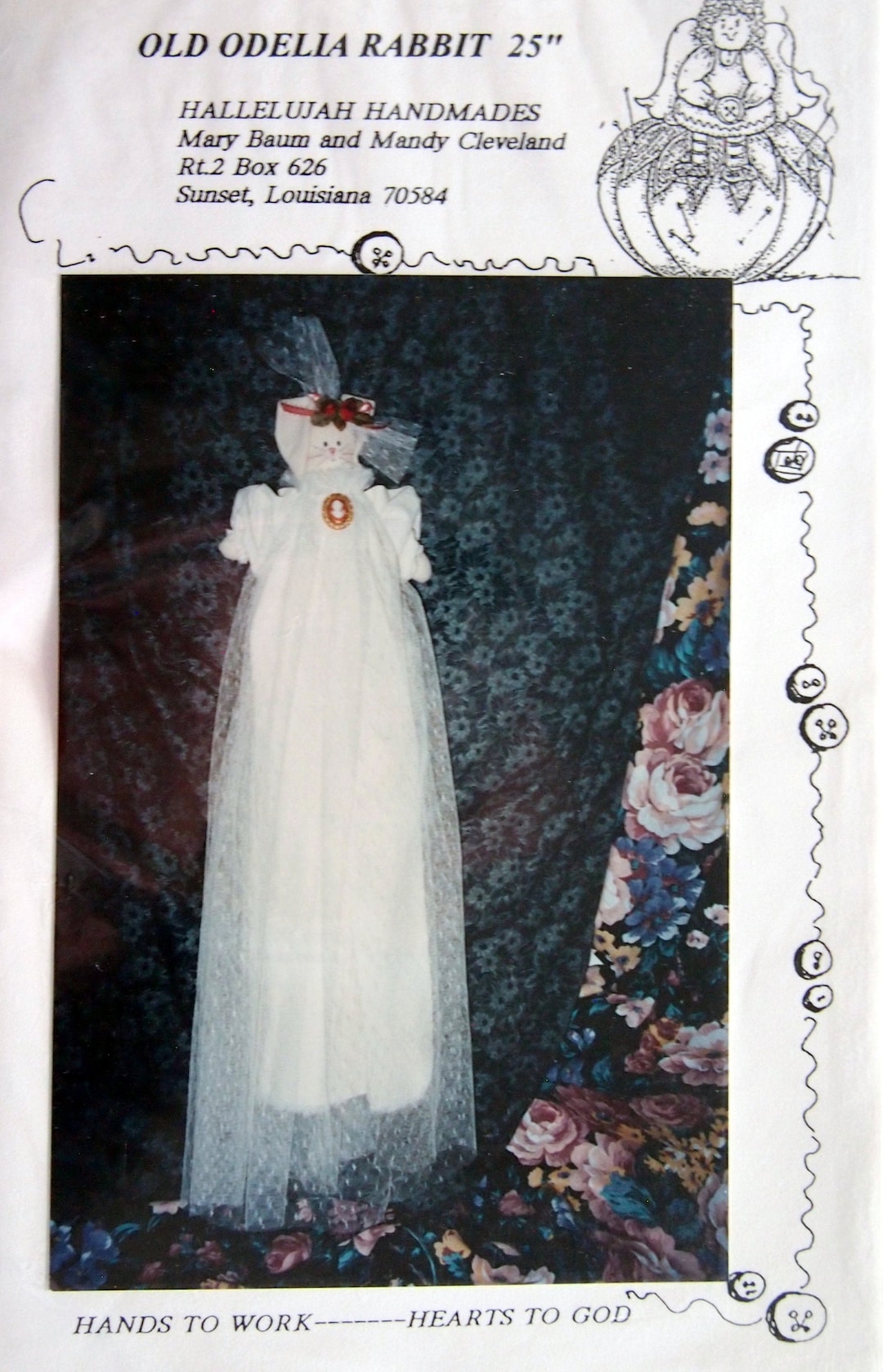 Old Odelia Rabbit by Hallelujah Handmades Vintage Sewing Pattern Packet ...