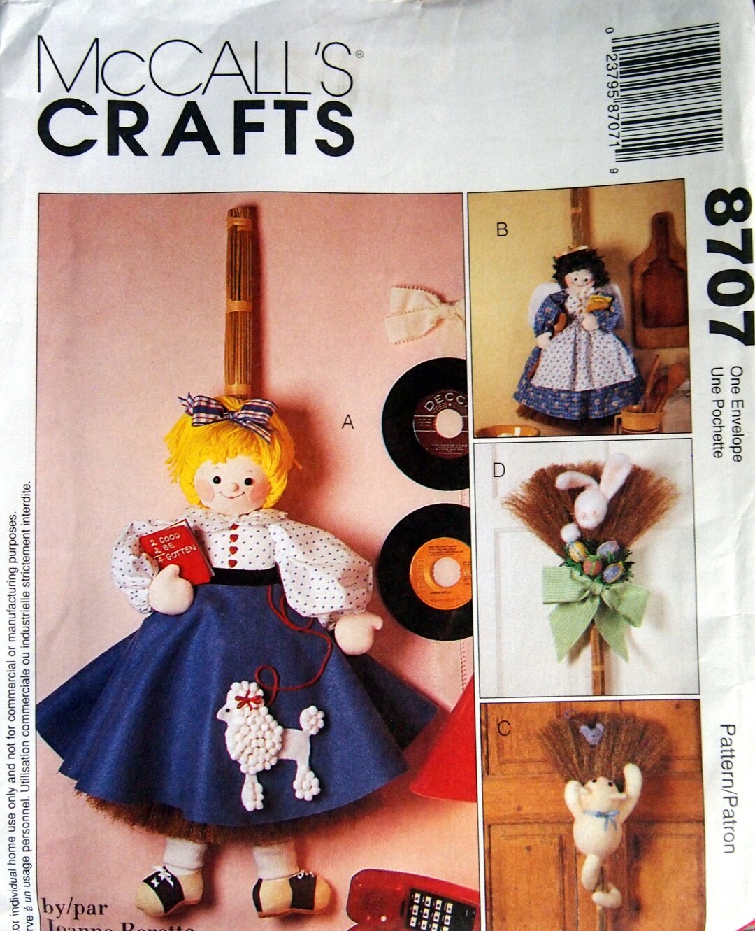 Broom Dolls Mccall's Crafts 8707 Vintage Uncut Sewing Pattern 1997 - Etsy