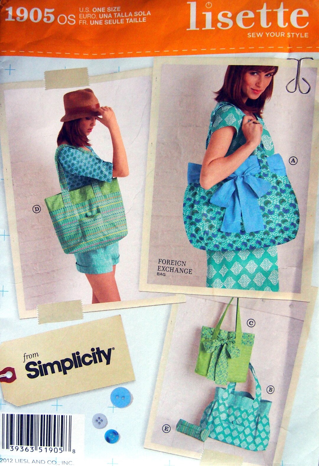 Bags and Cosmetic Case - Lisette Sew Your Style Simplicity 1905 Uncut Sewing Pattern 2012 - Etsy