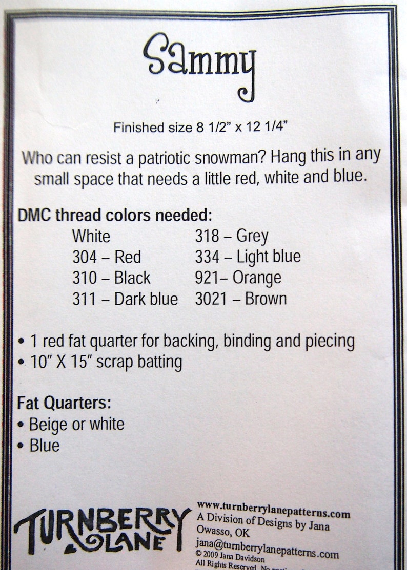 Sammy by Jana Davidson Small Quilting and Embroidery Pattern - Etsy