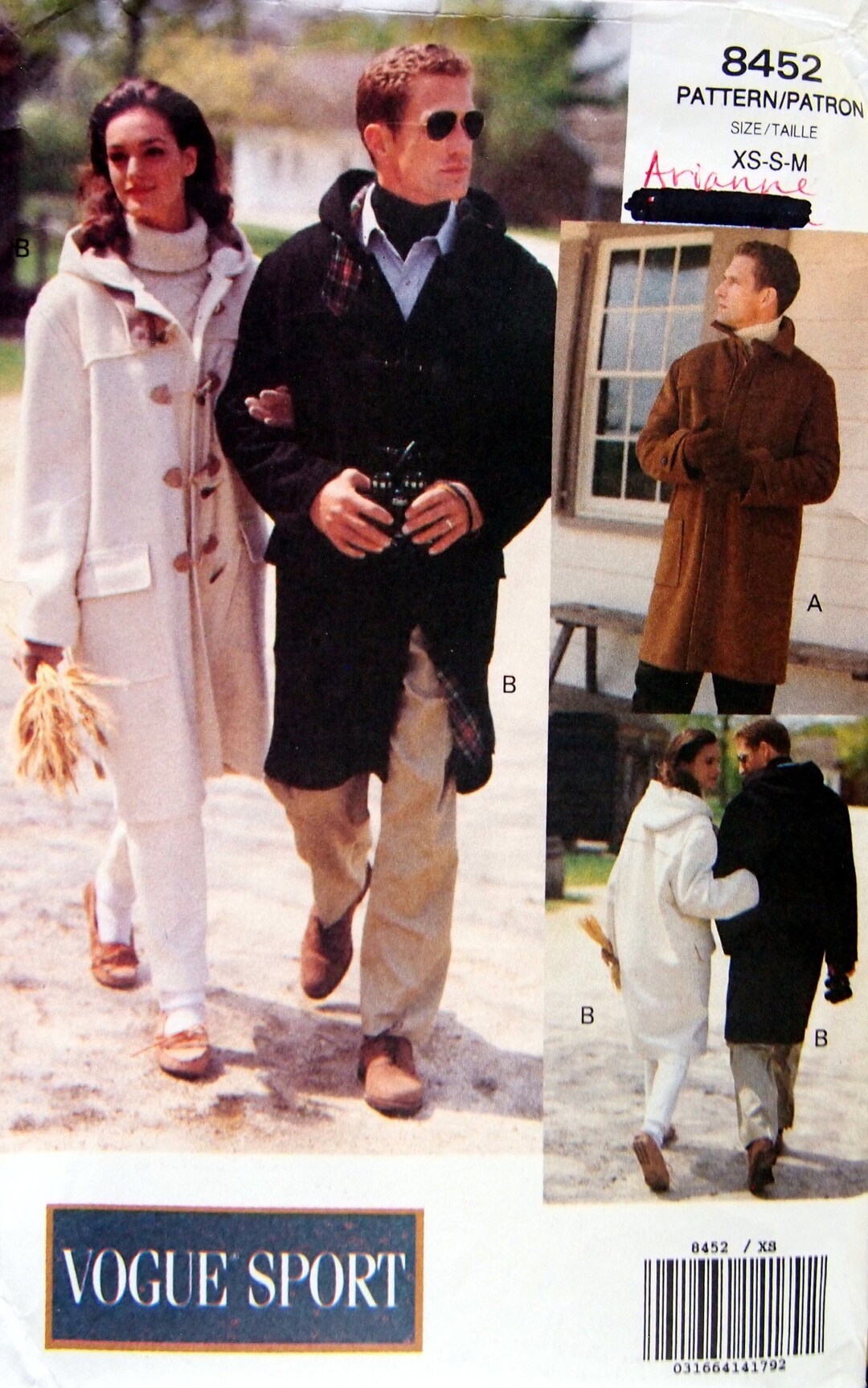 Unisex Coat Size XS, S, M Vogue Sport 8452 Vintage Uncut Sewing Pattern ...