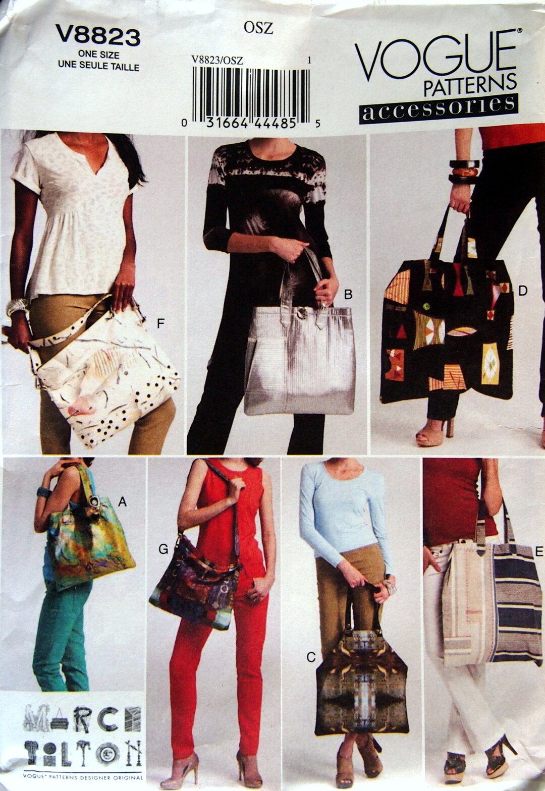 Bags - Marcy Tilton Vogue Patterns Accessories V8823 Uncut Sewing ...
