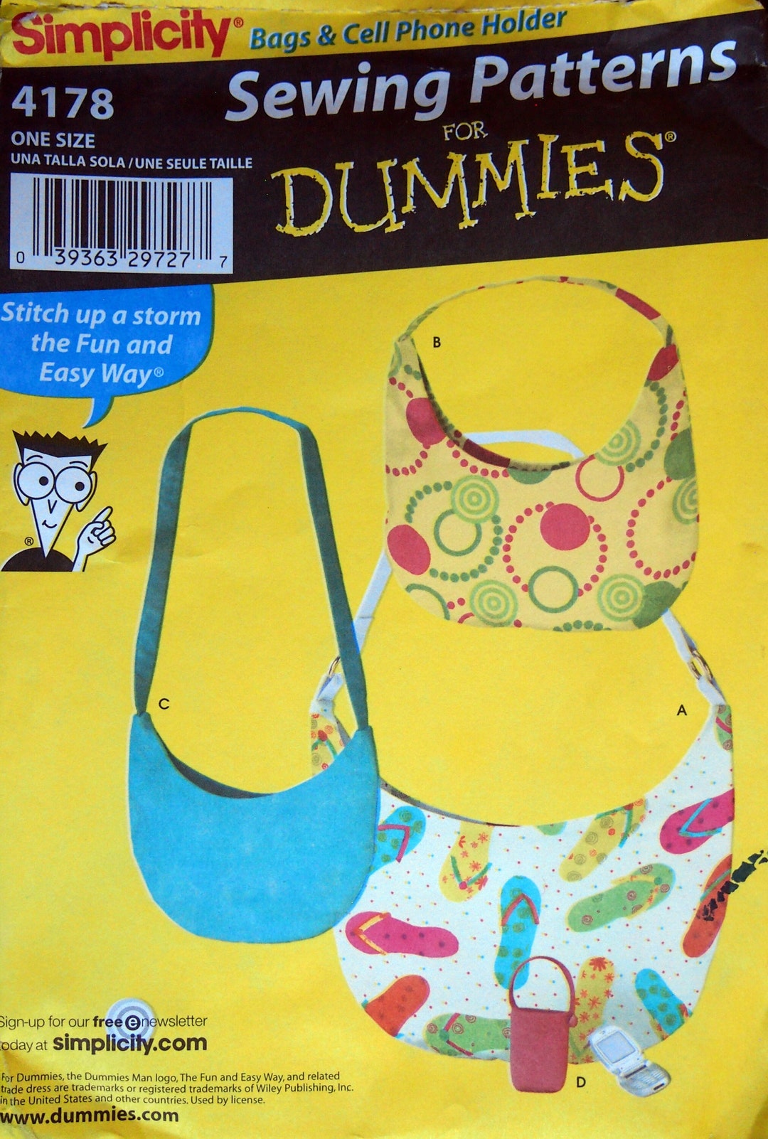 Bags Simplicity Sewing Patterns for Dummies 4178 Uncut Sewing Pattern ...