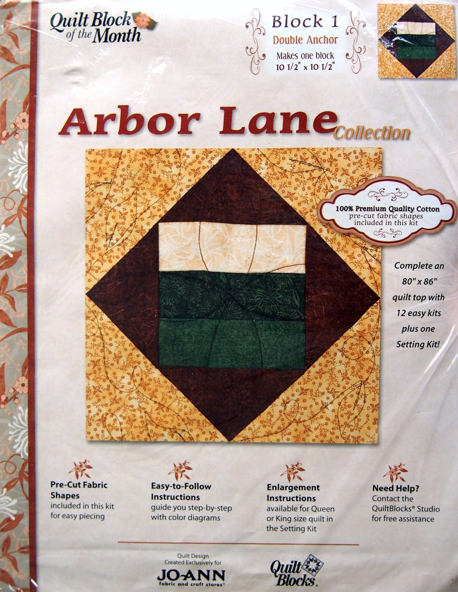 Double Anchor - Block 1 - Arbor Lane Collection for Joann's Fabric and ...
